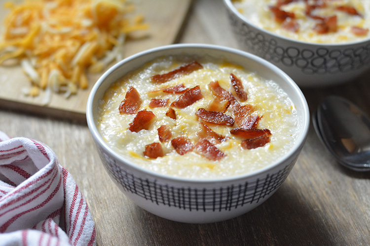 Creamy Grits with Smoky Bacon and Cheddar